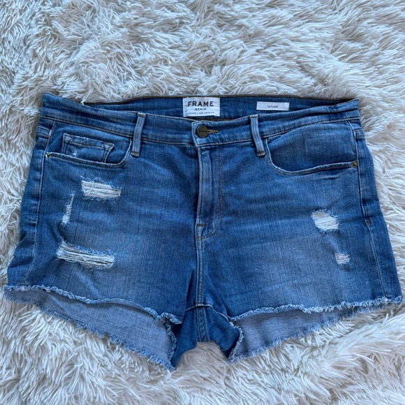 Frame Denim | Shorts | Frame Le Cutoff Distressed High Rise Denim ...